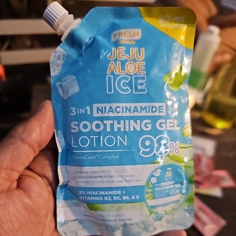FRESH JEJU ALOE ICE 3IN1 NACINAMIDE SOOTHING GEL LOTION 120ML | Shopee ...