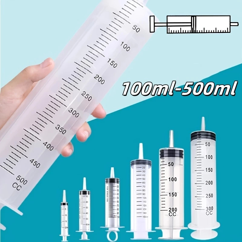 100ML-500ML Reusable Large Plastic Syringe with Tube for Measuring ...