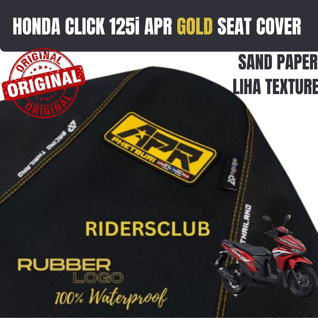 ORIGINAL APR SEAT COVER GOLD EDITION FOR HONDA CLICK 125i Rubber Logo ...