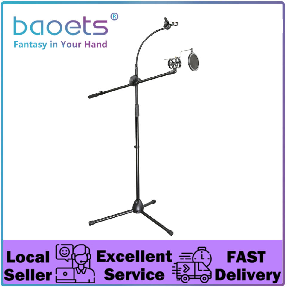 Microphone stand with phone holder mic stand heavy duty metal for ...