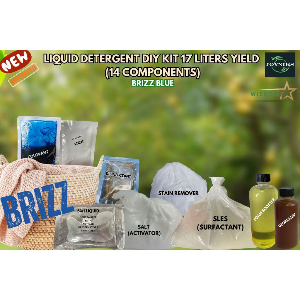 LIQUID DETERGENT DIY KIT (BRIZZ BLUE) 17-18LITERS YIELD 14 COMPONENTS | Shopee Philippines