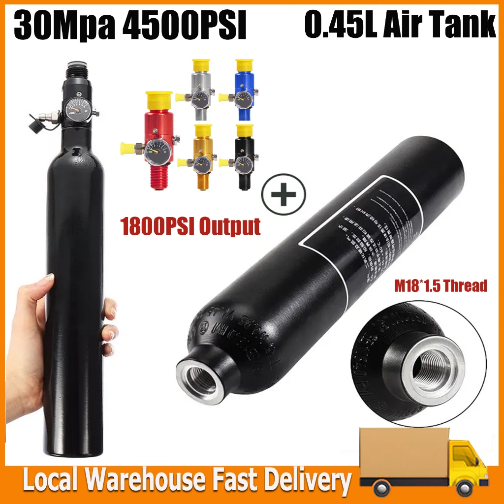 4500Psi 0.45L HPA PCP Paintball Air Tank Aluminum Bottle + 1800Psi ...
