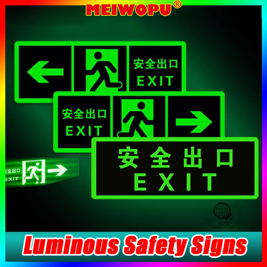 Safety Exit Sign Hanging Wall Mounted Luminous Fire Emergency Lighting ...