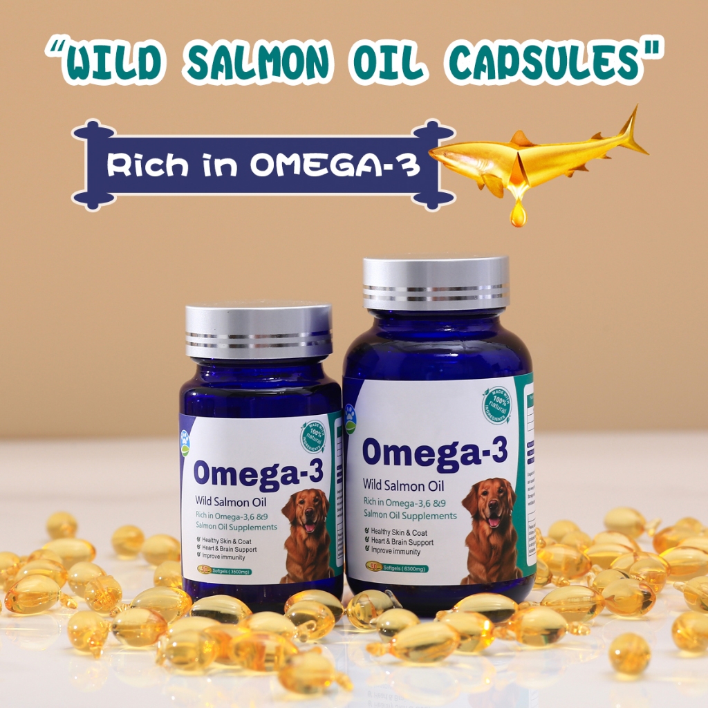 Omega 3-Rich Wild Salmon Oil Soft Gels for Dogs and Cats Stronger ...