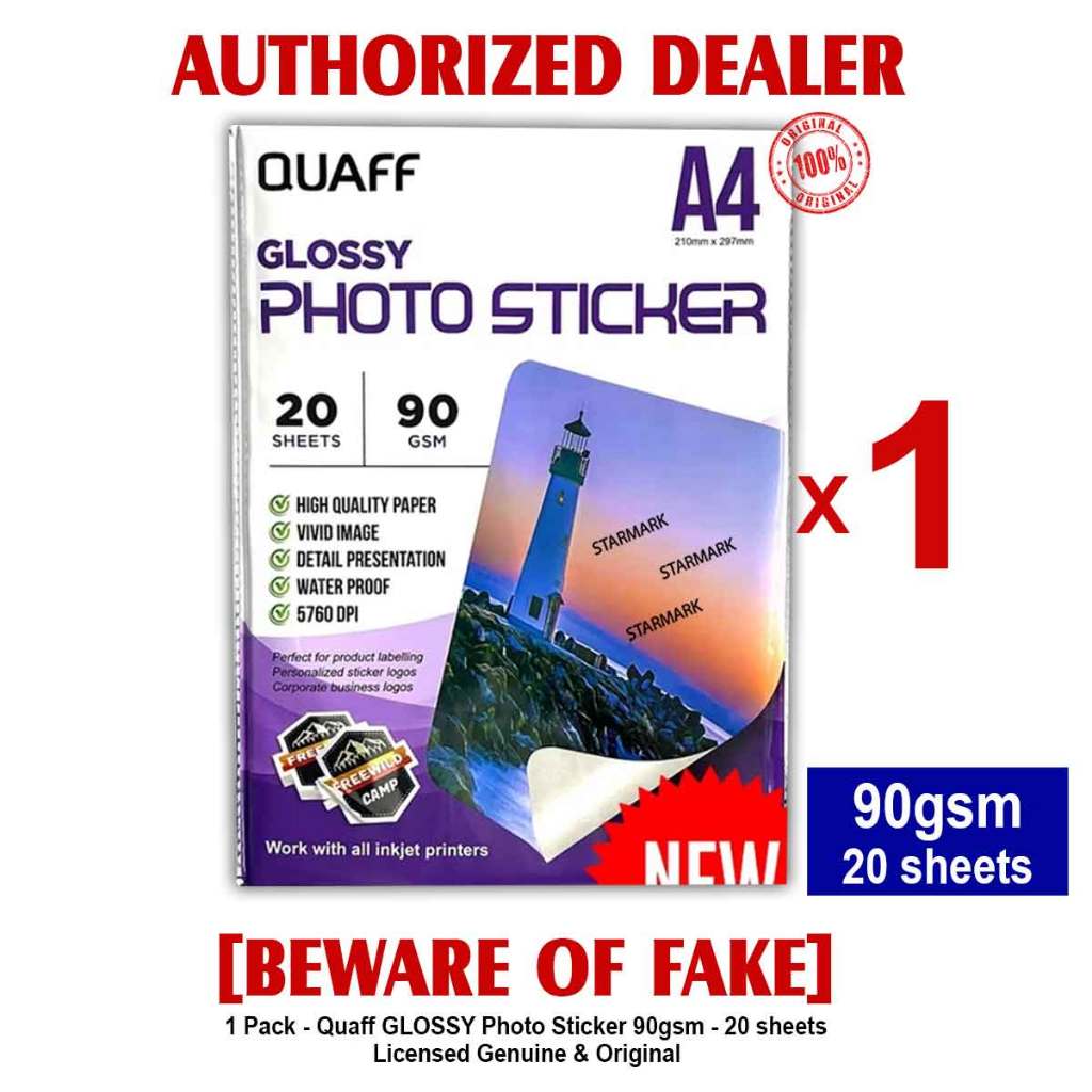 Quaff GLOSSY MATTE Photo Sticker Paper Papers A4 Size 90gsm 135gms ...