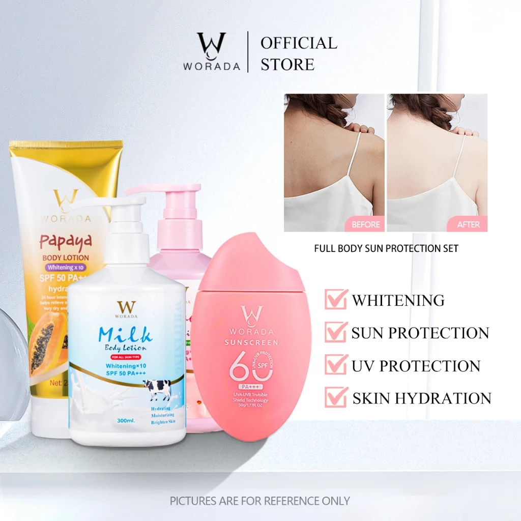 WORADA Sunscreen SPF60 Sunblock Whitening Cream And Whitening Lotion ...