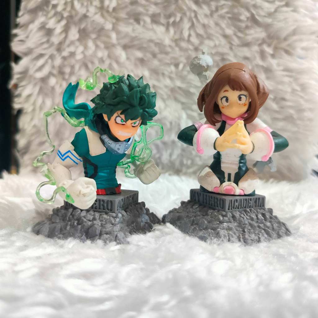My Hero Academia IZUKU MIDORIYA and Uraraka Bust up Mini Figure Anime ...