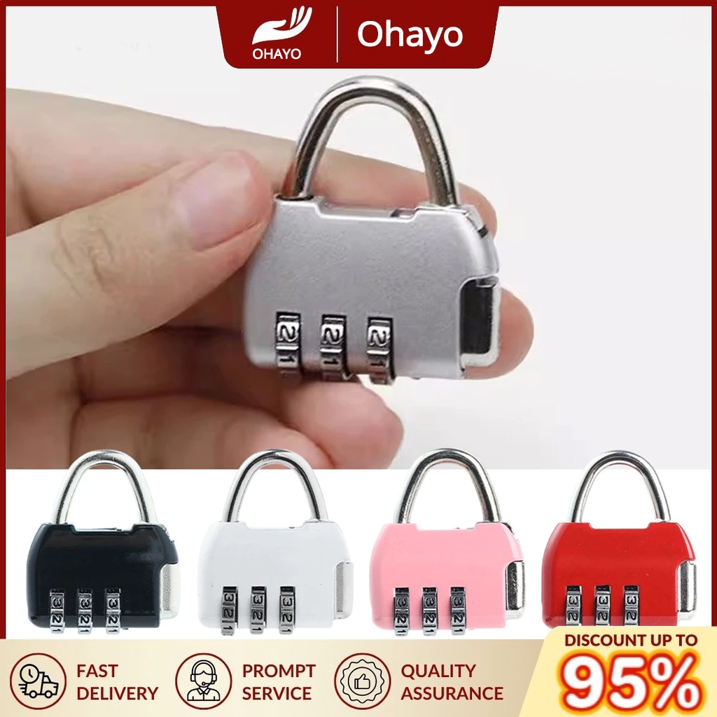 3 Digits Combination Lock Luggage Padlock Mini Metal Cabinet Door Lock ...