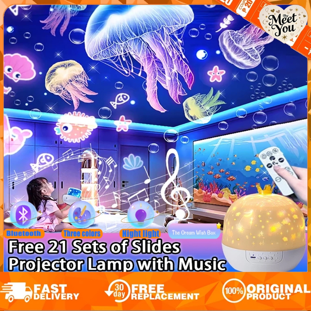 Meet you New Upgrade Starry Sky Projector Lamp with Music Box Rotatable ...