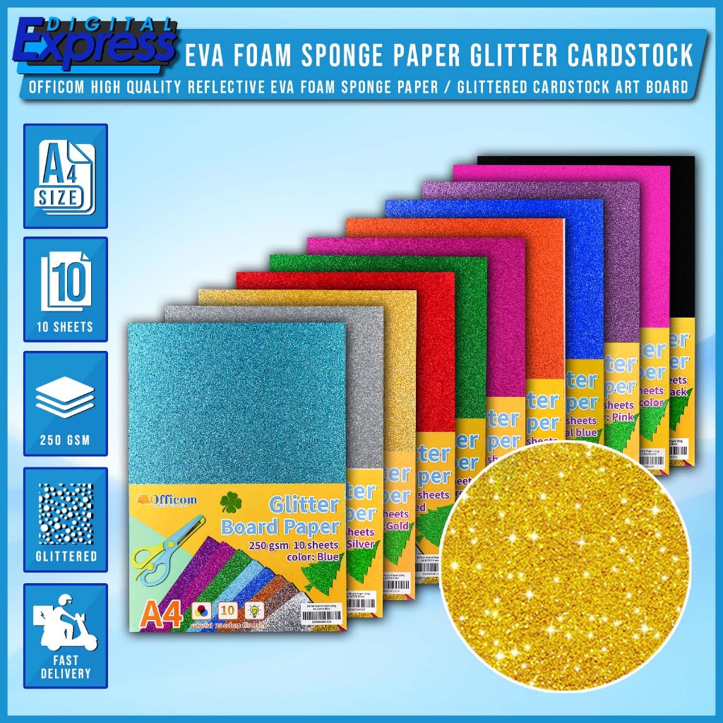 Officom A4 10pcs Glitter Board Sponge Paper Foam Specialty Board for ...