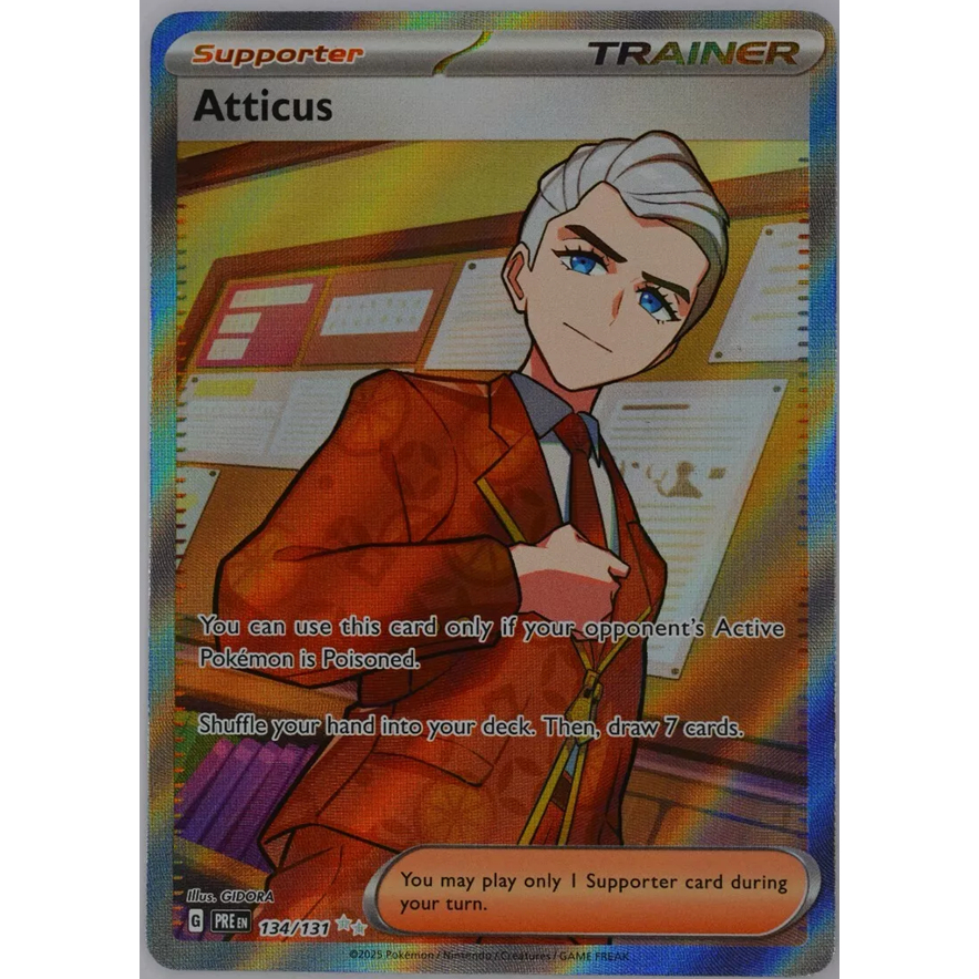 Pokemon TCG Atticus 134/131 Prismatic Evolutions Illustration Rare Full ...