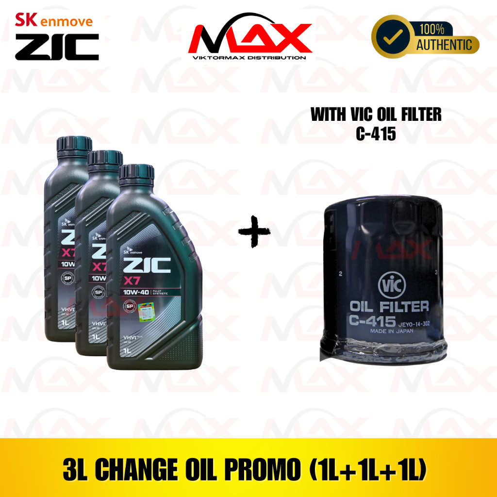SK ZIC 3 Liters X7 10W40 For GASOLINE Engine with C-415 Oil Filter ...