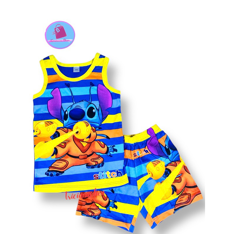 Stitch Kids Terno Sando and Short For Kid Boys Sets Babies Pair Cotton ...