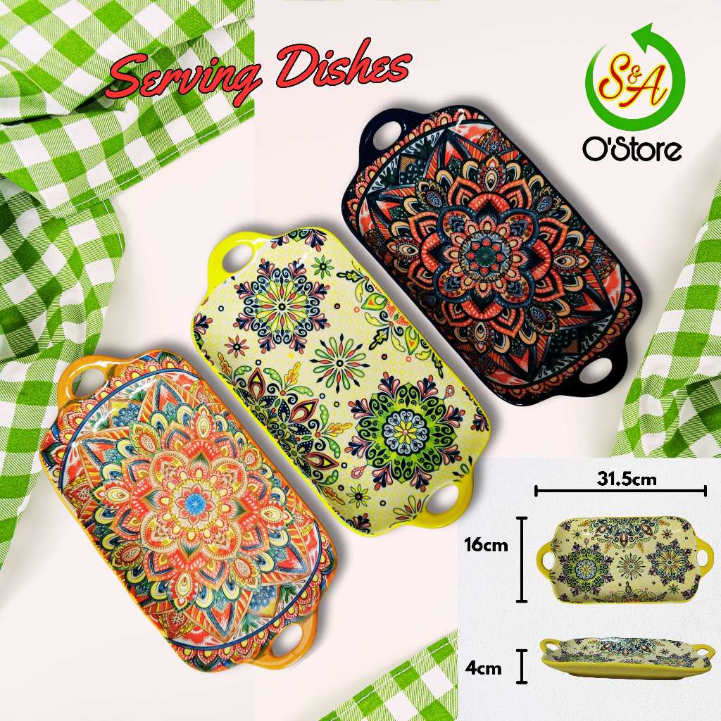 Moroccan Ceramic Double Ear Serving Dishes / Multi Colors | Shopee ...
