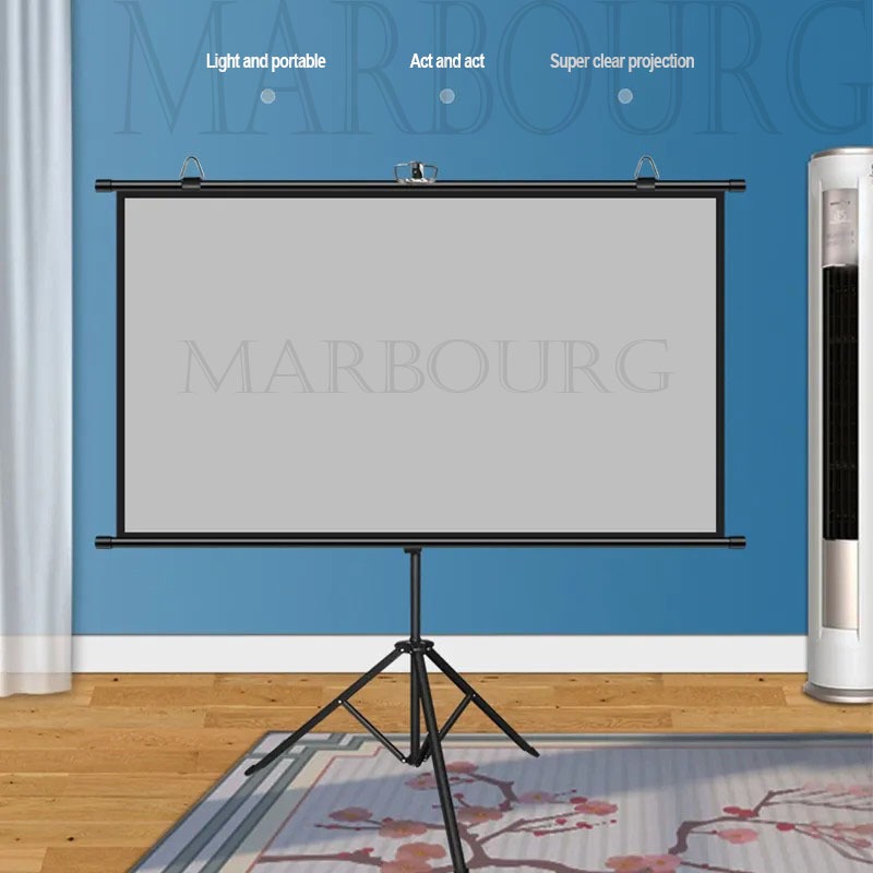 HD Projector Screen with Stand Fiberglass Projector Screen Portable ...