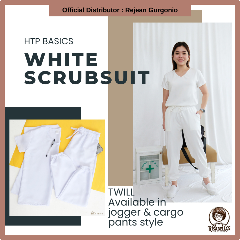HTP Basics Women's White Unifit Scrub Suit Set - Cargo & Jogger -Nurse ...