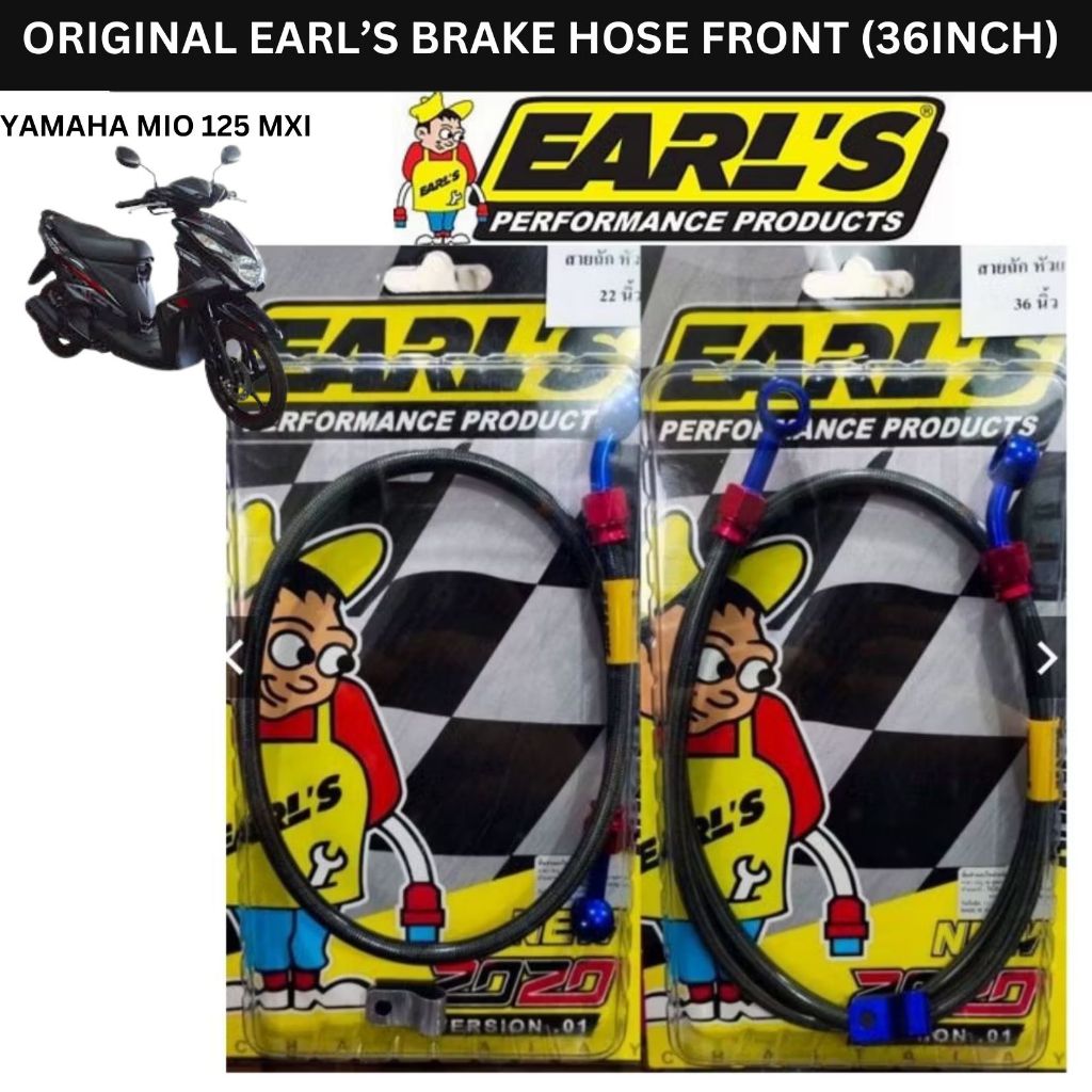MOTO YAMAHA MIO 125 MXI EARL'S Brake Hose Front (BLACK) 36INCHES ...