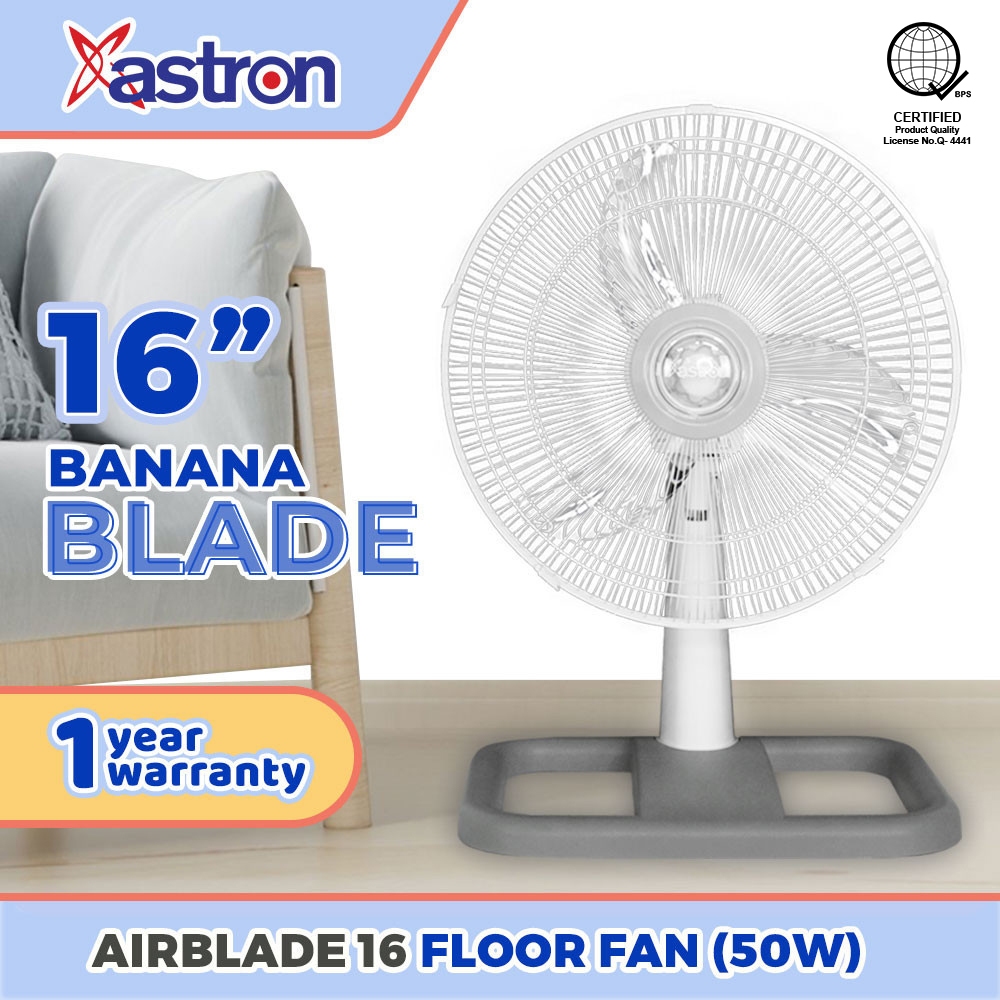 Astron AIRBLADE 16 Floor Fan 16" (Gray and White) | Electric Fan | 50W ...