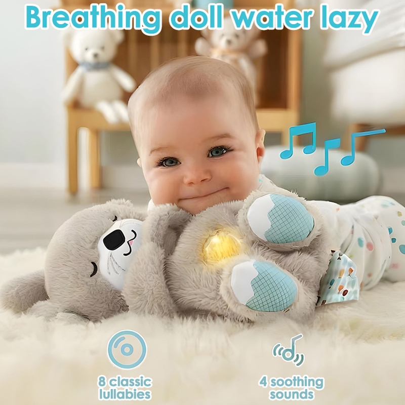 2025 New 3-Gear Cute Breathing Bear Baby sloth Soothing Otter Plush ...