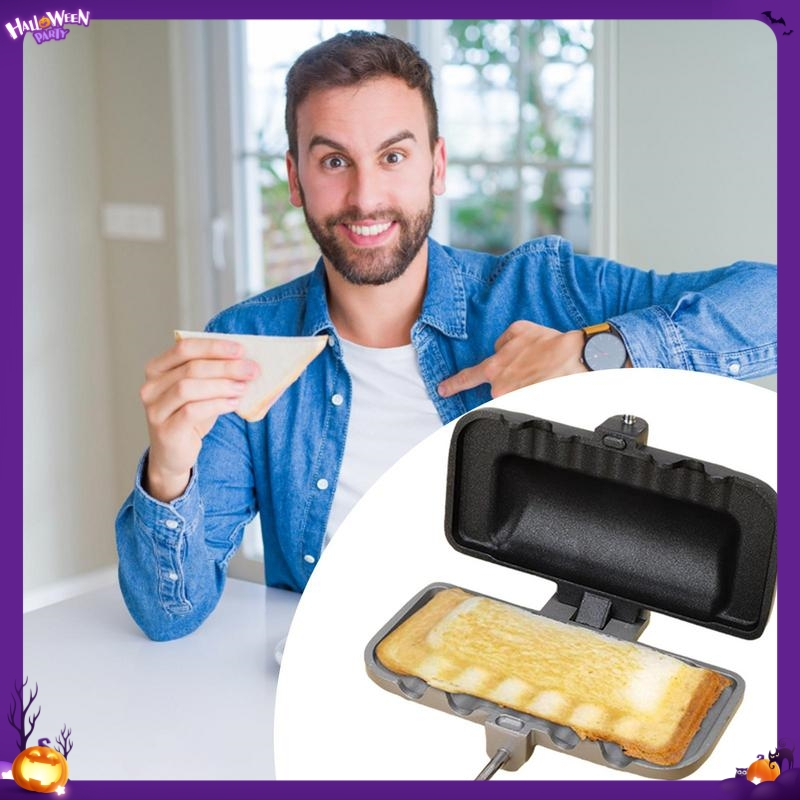 Double Sided Sandwich Pan Non Stick Foldable Grill Frying Pan for Bread ...