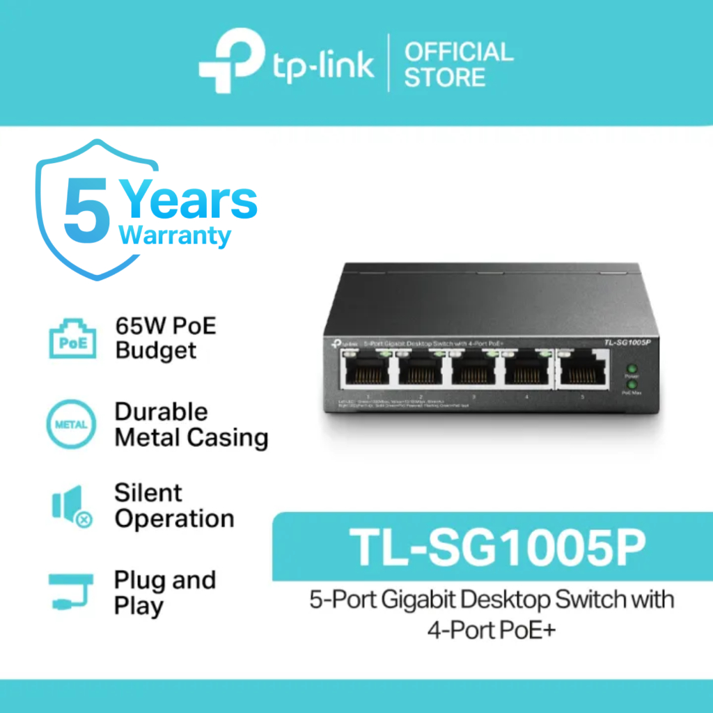 TP-Link | TL-SG1005P | 5-Port | Gigabit | Desktop | Switch | 4-Port | PoE | Network | Switch ...