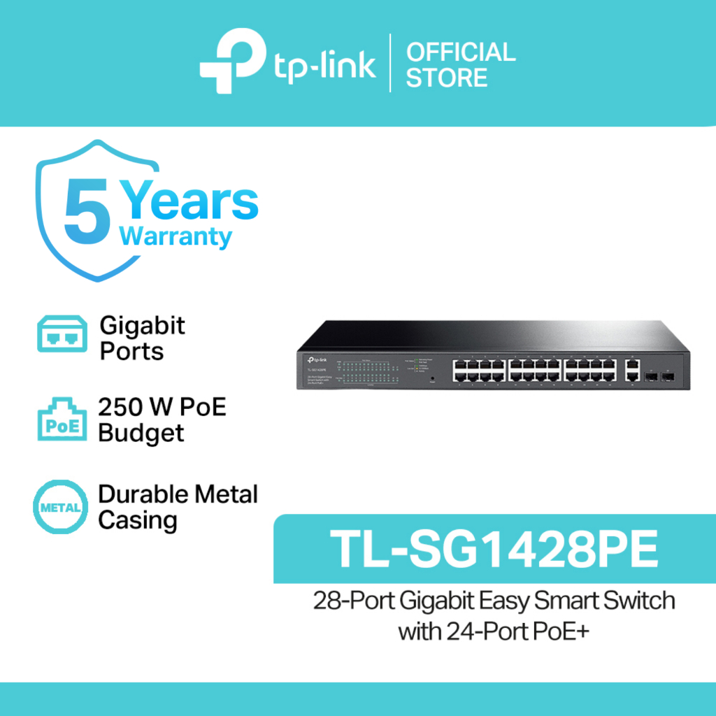 TP-Link TL-SG1428PE 28-Port Gigabit Easy Smart Switch with 24-Port PoE+ ...