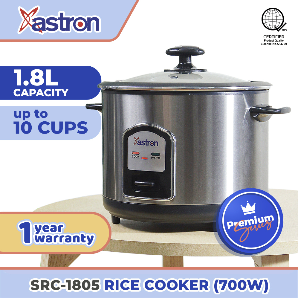 Astron SRC1805 Rice Cooker - 1.8L | Easy to Clean | Anti-Rust | 6-10 ...