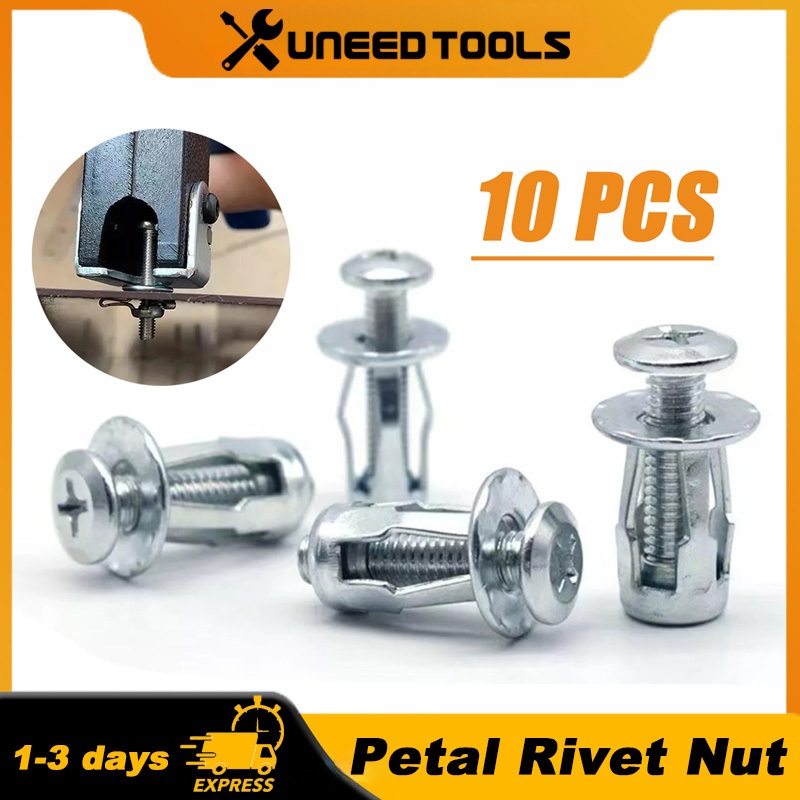 10PCS Metal Petal Rivet Nut M4 M5 M6 Rivet Lock Jack Nuts Car License ...