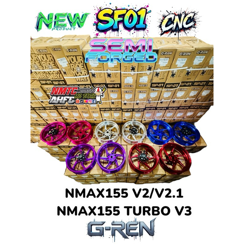 G REN MAGS SEMI FORGED SF01 NMAX155 V2/V2.1/ NMAX155 V3 TURBO NEW ...