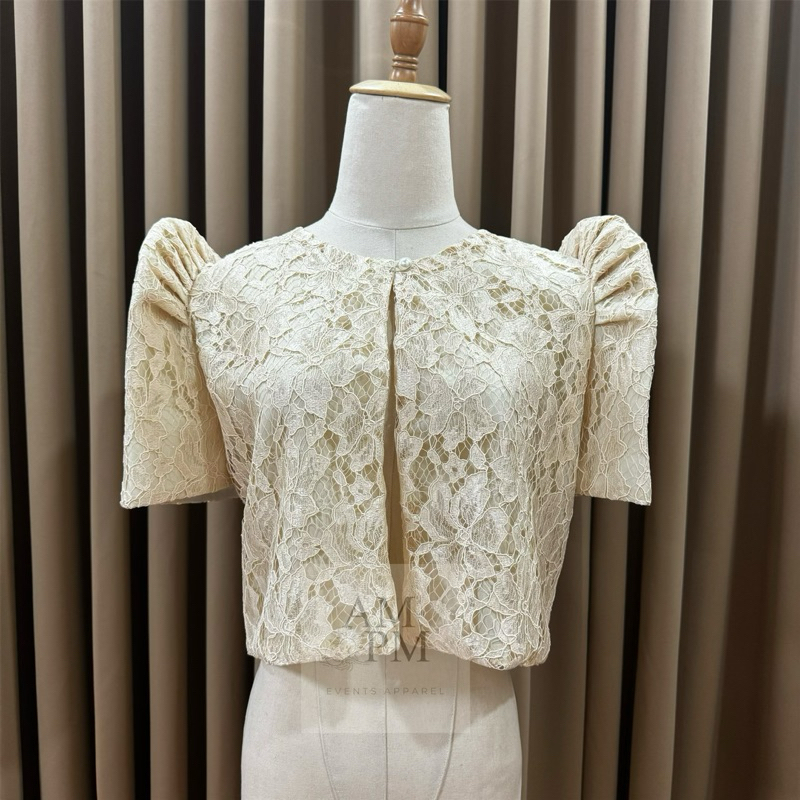 Filipiniana Crop top Bolero - All over Lace | Shopee Philippines