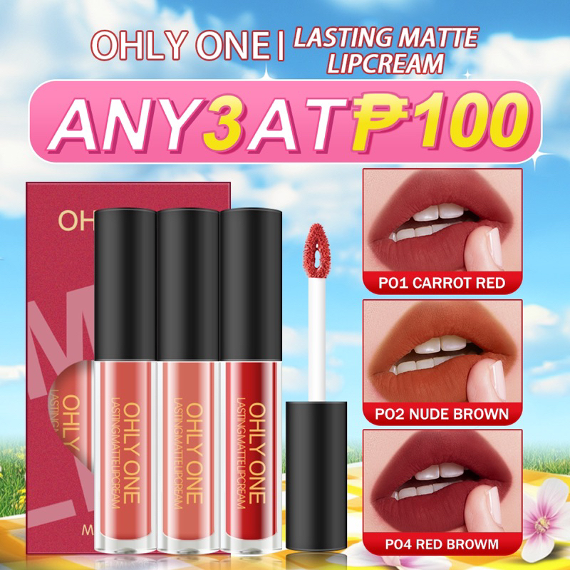 OHLY ONE 3 PCS Matte Lip Tint Set Long Wearing Waterproof Lipstick Kit ...