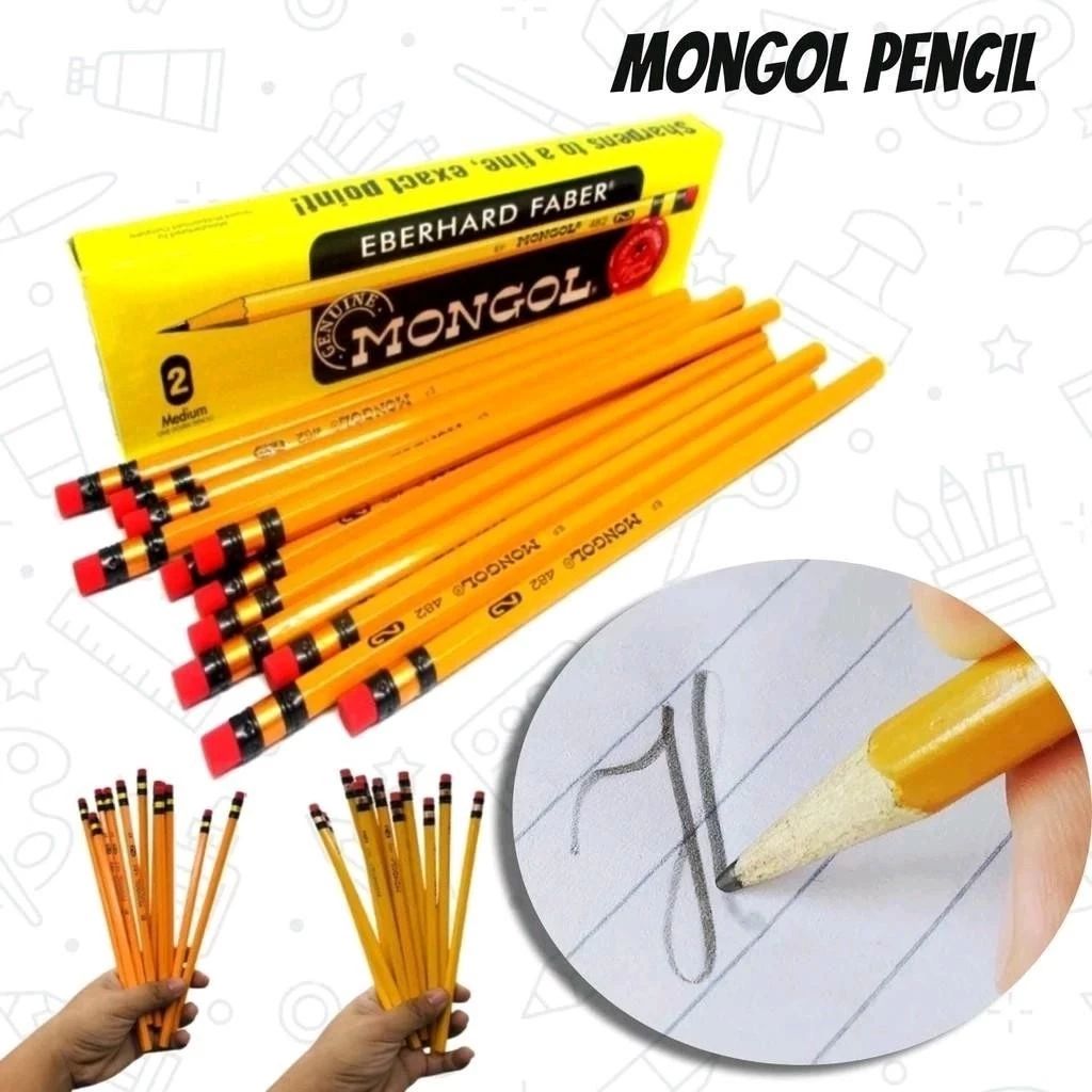 12pcs #2, XL Mongol Pencil W/eraser lapis Art Dedicated Hand-painted ...