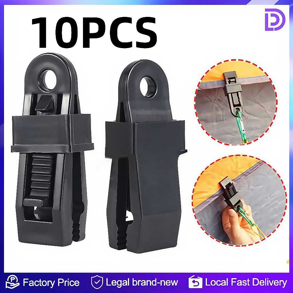 10Pcs Camping Tent Tighten Clips Windproof Fixed Clip with Barb Heavy ...
