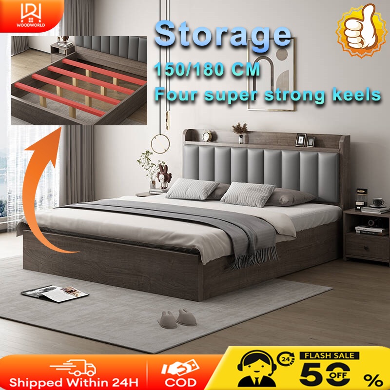 40/70 INCH Solid Wood Bed Frame Queen Bed Family Single Double Bed 2M ...