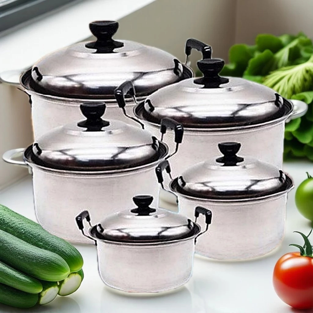 5-Piece Stainless Steel Cookware Set, Higi Pot Casserole Cookware ...