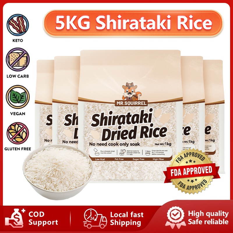 Mr.Squirrel 5KG Dried Shirataki Rice Konjac Rice Keto Low Carb Diet ...