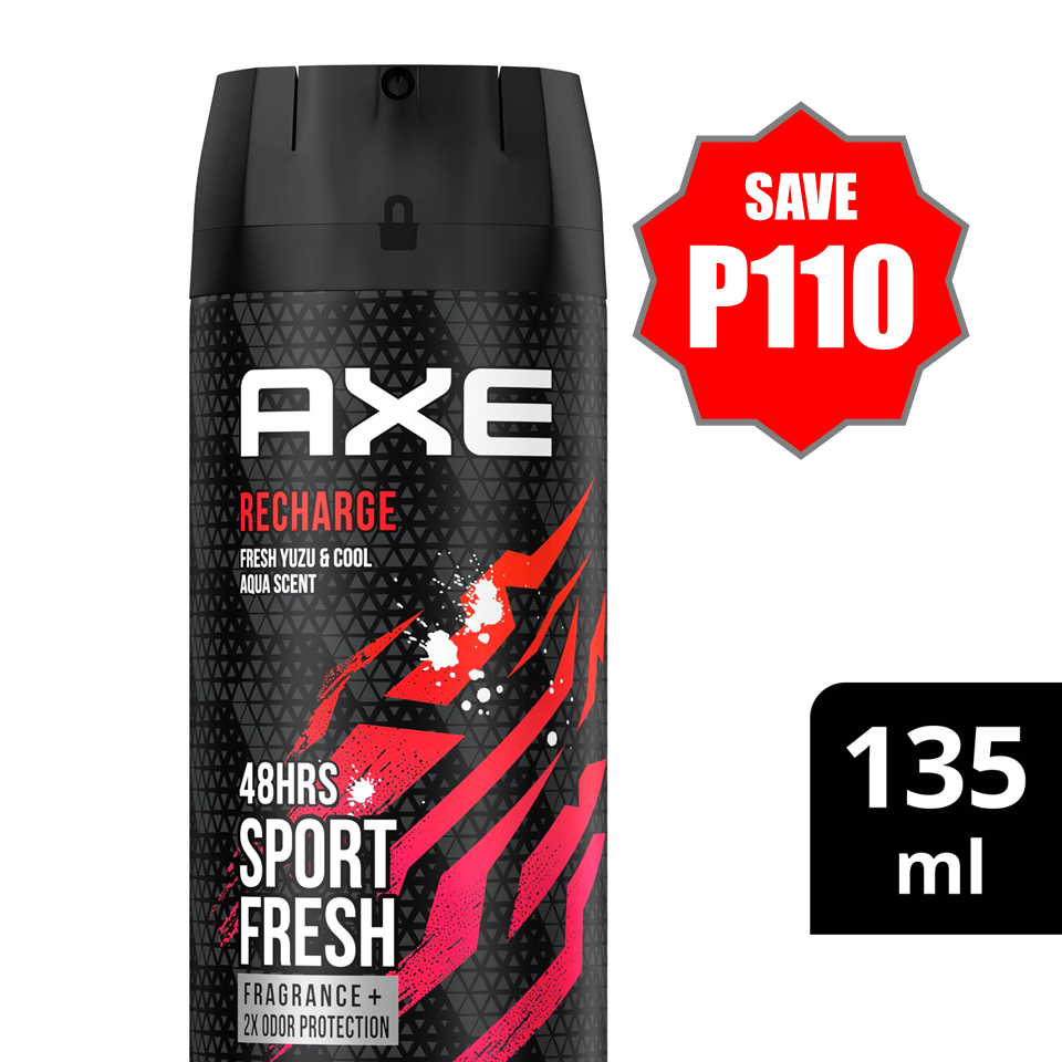 Axe Recharge Sports Fresh 135mL Body Spray Deodorant Fragrance * SAVE ...