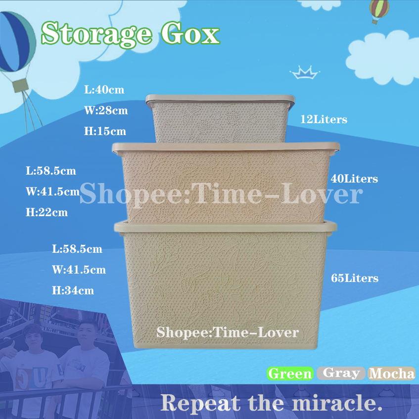 Plastic Stackable Rattan Box with Cover (3Sizes) | Shopee Philippines