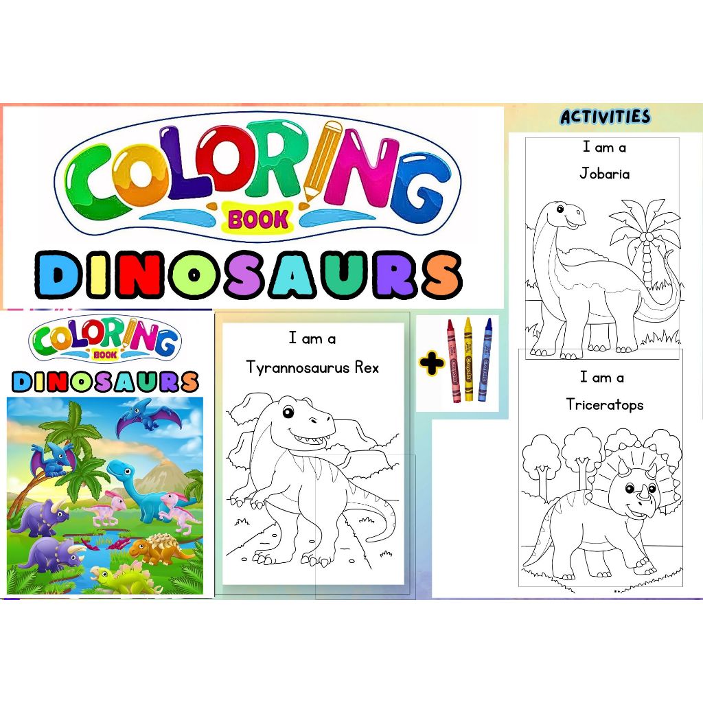 DINOSAURS COLORING ACTIVITY BOOK –FUN & EDUCATIONAL GIFT, BIRTHDAY ...