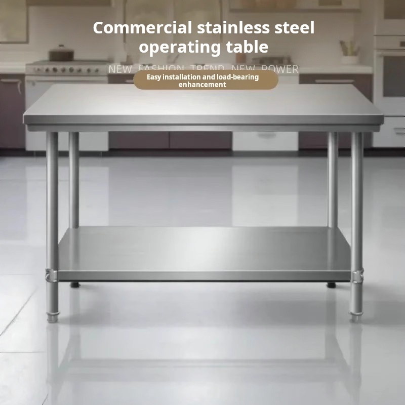 New 304 stainless steel double deck worktop kitchen countertop cutting ...