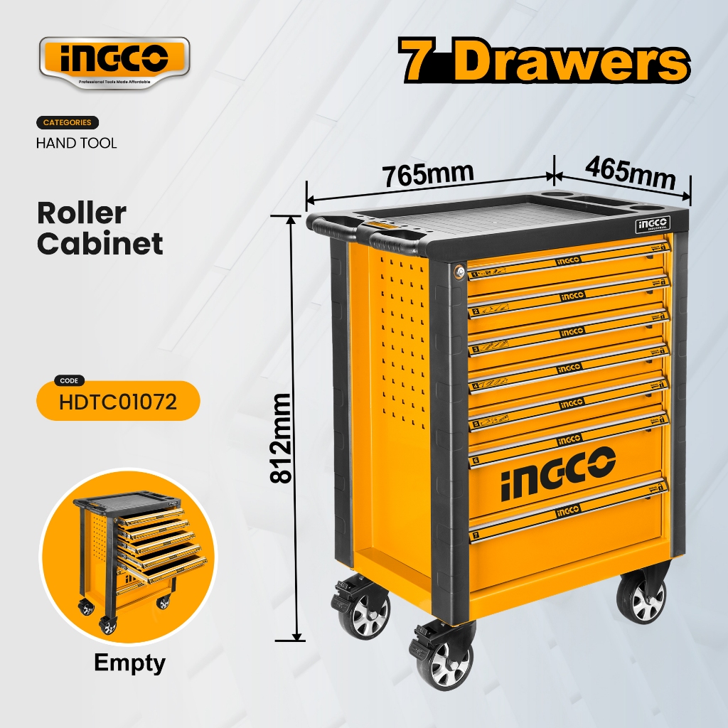 Ingco Industrial Roller Tools Cabinet with 7pcs Drawers (Empty / NO ...