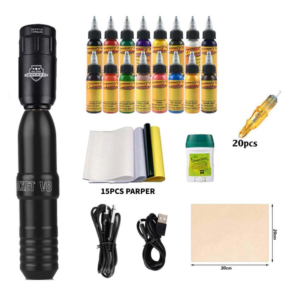 Full Set Tattoo Machine Set Rocket Professional V8 Tattoo Machine Pen ...