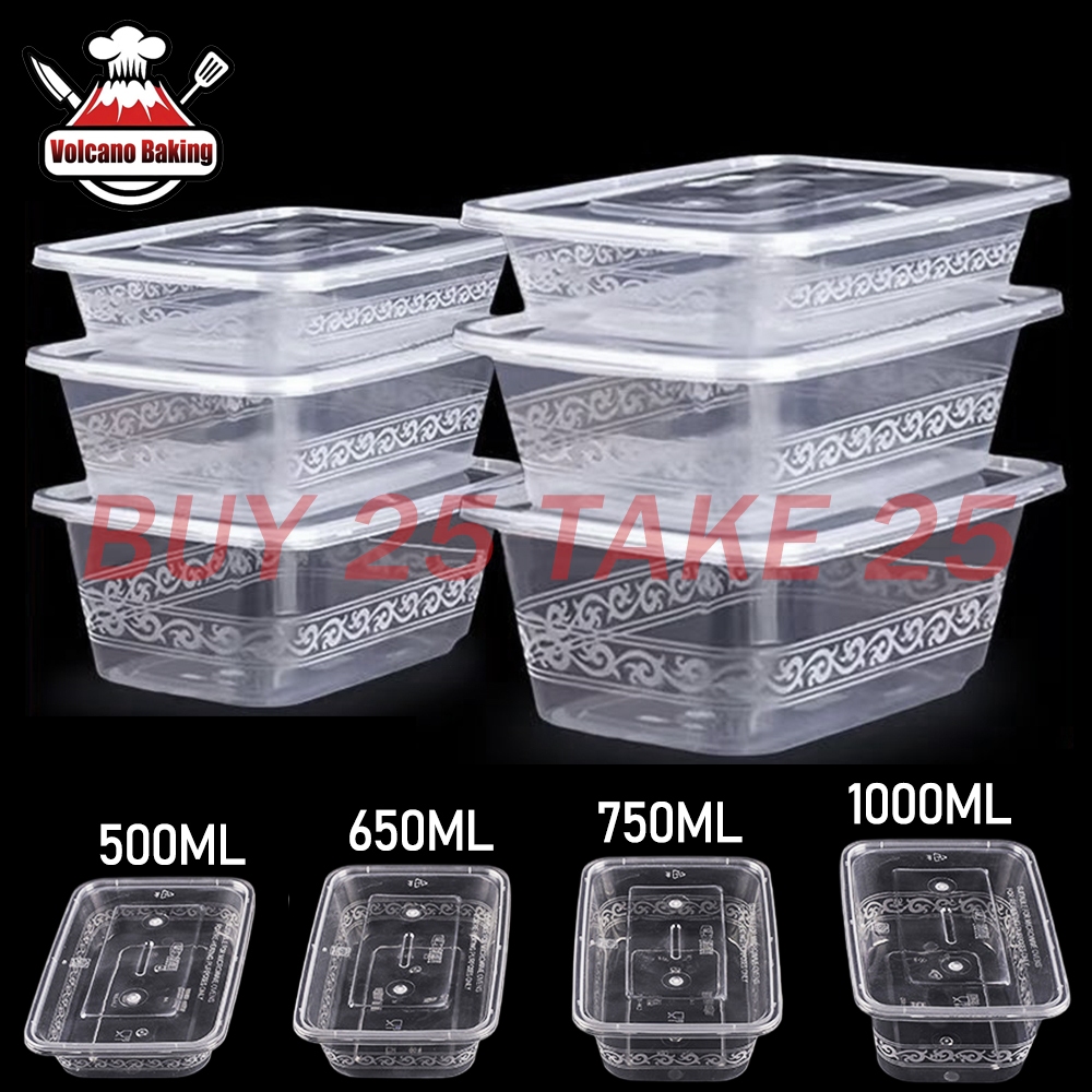 50PCS Rectangle Microwavable Food Container 500/650/750/1000ml ...