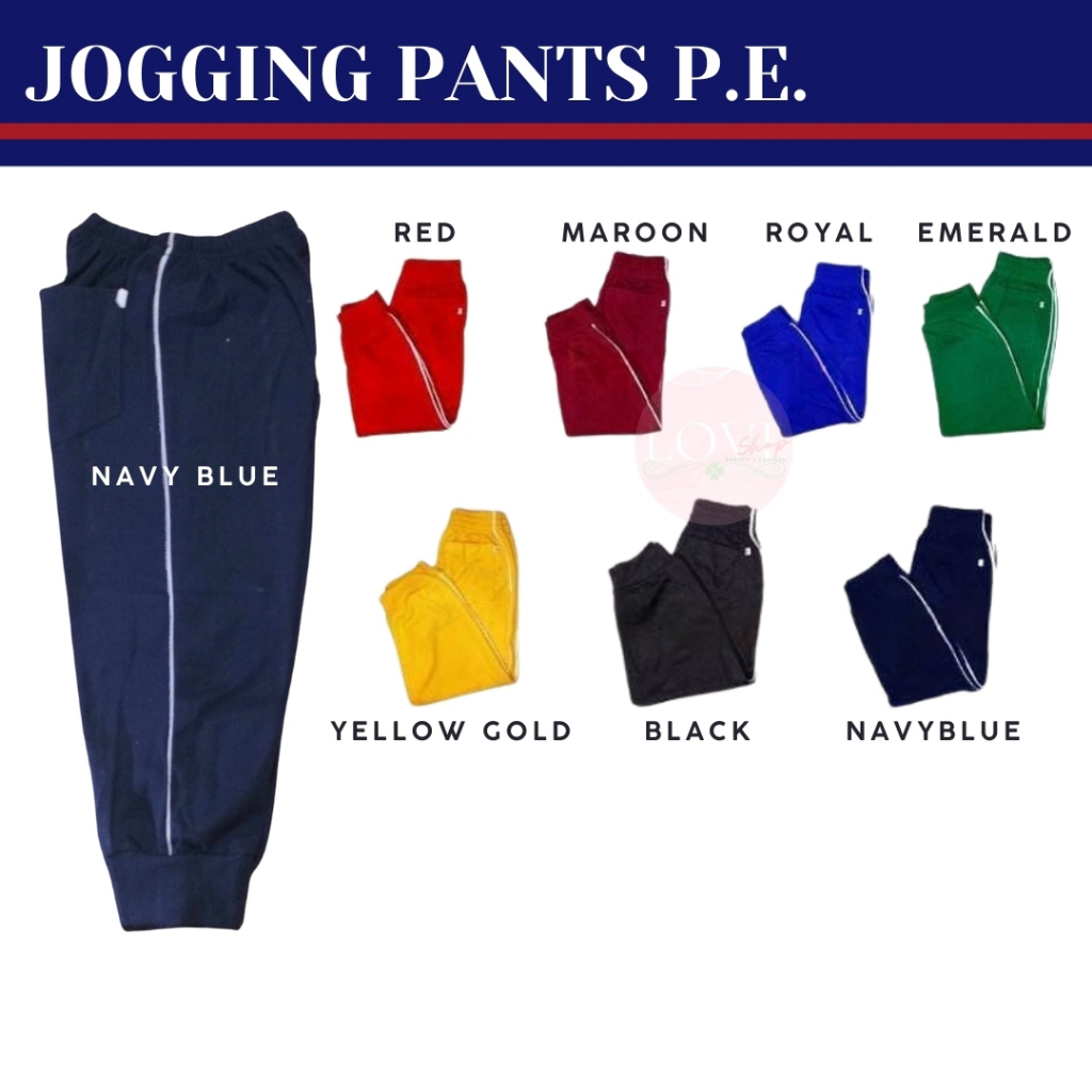 JOGGING PANTS PE UNIFORM FOR KIDS PLAIN COTTOM (RED,NAVYBLUE,ROYALBLUE ...