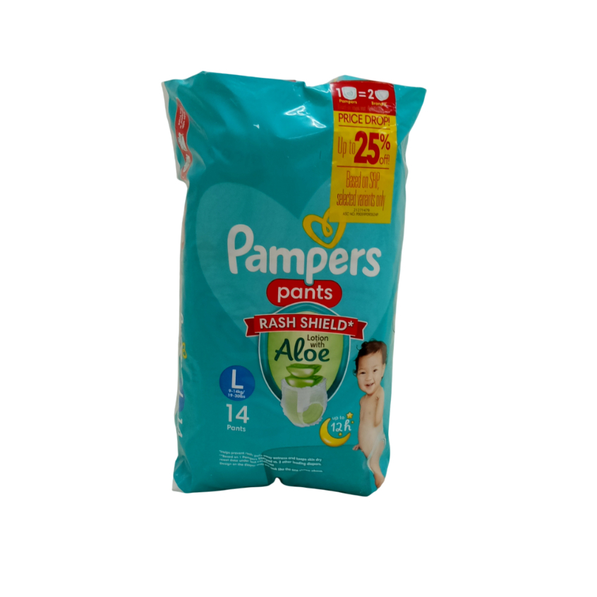 Pampers Pants Large 14s (Rash Shield Lotion with Aloe) | Shopee Philippines