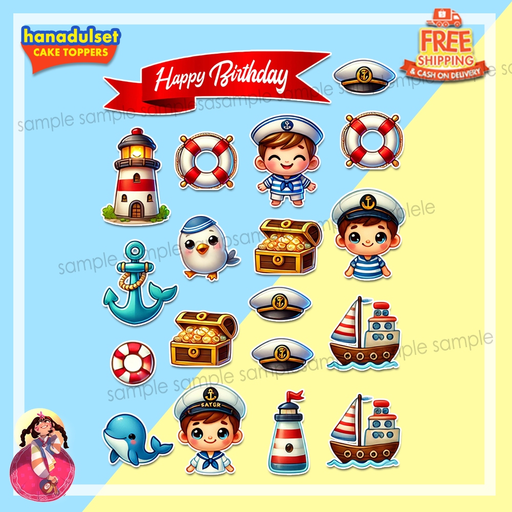 Sailor Cake Topper SET | Marines Cake Topper SET | Shopee Philippines