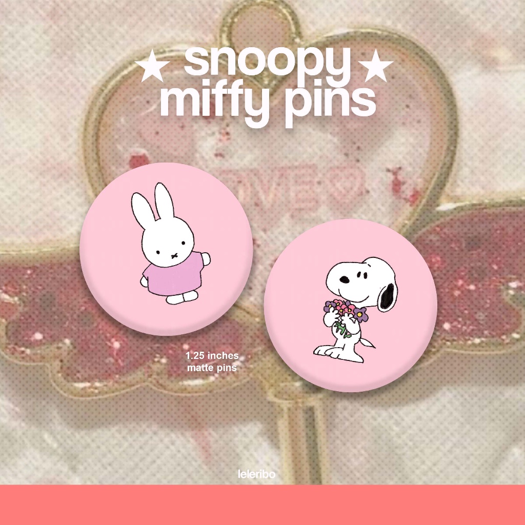 Snoopy Miffy Illustration Button Pins by leleribo | Shopee Philippines