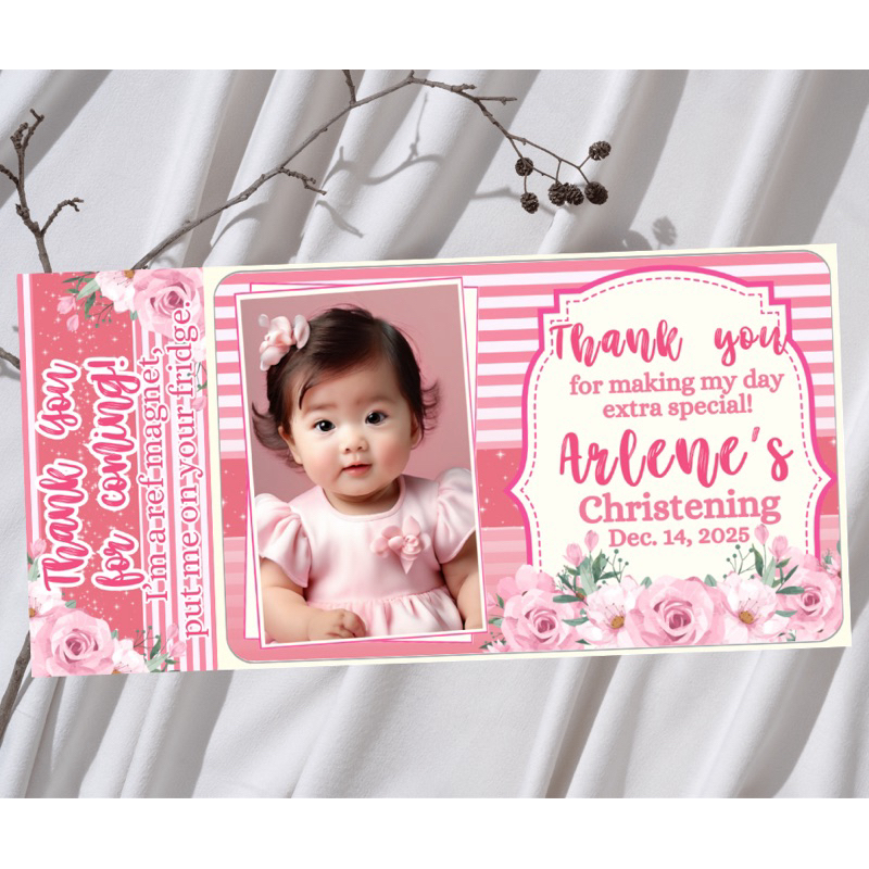 Baby Girl - 10 pcs set of BAPTISMAL REF MAGNET Souvenir Personalized ...