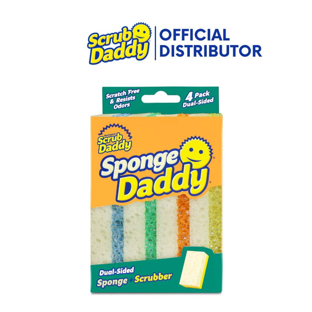 Sponge Daddy Dual Sided Scrubber + Sponge (4 PCS IN 1 PACK) | Shopee ...