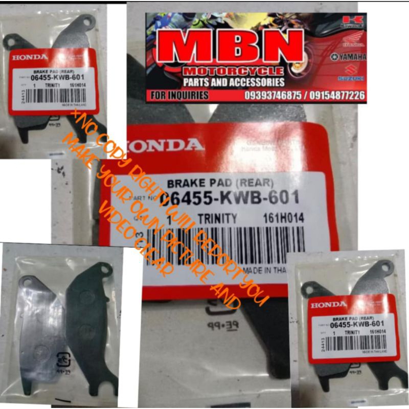 BRAKE PAD for(Honda XRM TRINITY motard)(REAR) Thailand/Indonesia 1set ...